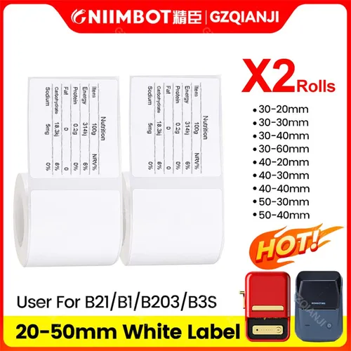 Etiqueta De Papel De 2 Rolos Para Niimbot B1 B21 B203 B3s | Parcelamento sem juros