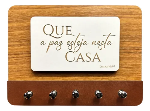Porta Chaves Mdf Acabamento Em Couro E Frases Personalizadas | MercadoLivre