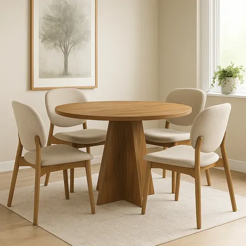 Mesa De Jantar 4 Lugares Modelo Flip Viero, Cor Imbuia, Design Moderno ...