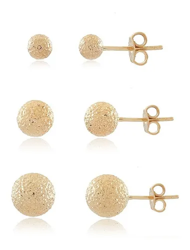 Trio Brincos Bolinhas Foscas 2º Furo Banhado À Ouro 18k | MercadoLivre Trio Brincos Bolinhas Foscas 2º Furo Banhado À Ouro 18k | MercadoLivre