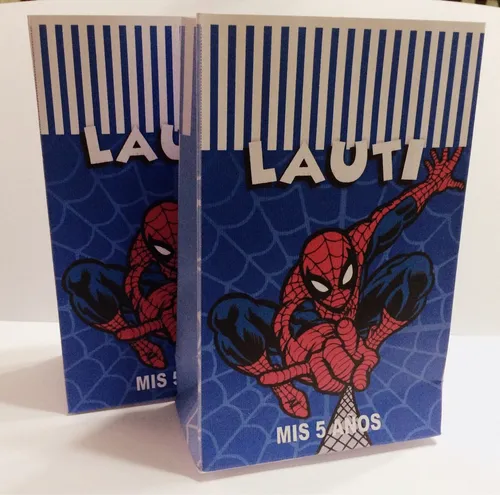 Bolsitas De Papel Spiderman Hombre Araña X10 Personalizadas Bolsitas De Papel Spiderman Hombre Araña X10 Personalizadas