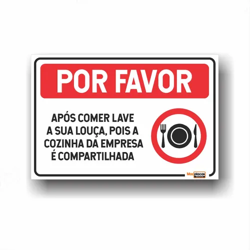 Placa Por Favor Lave A Sua Louça 20x30cm Pvc 1mm Resistente Mercadolivre