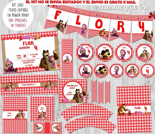 Kit Imprimible Masha Y El Oso Solo Textos Editables En Venta En Santa