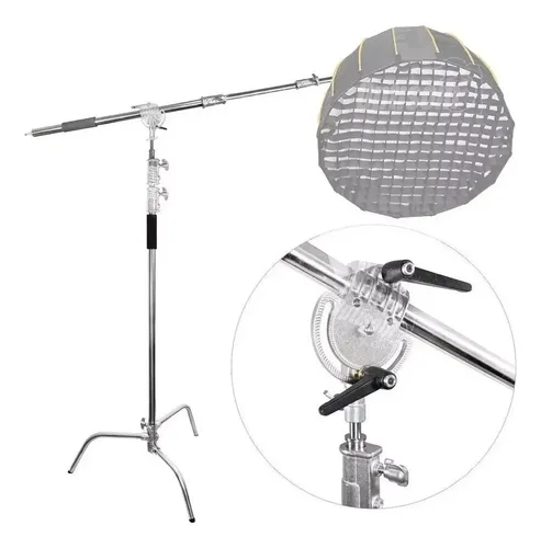 Tripé Girafa Estúdio C-stand Cromado Aço Inox Cs-330x Tocha ...