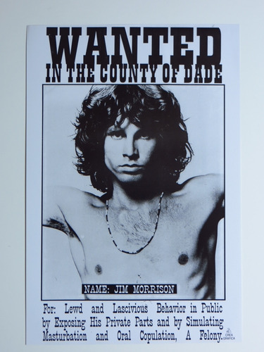 Poster Jim Morrison Wanted Cuotas Sin Interés