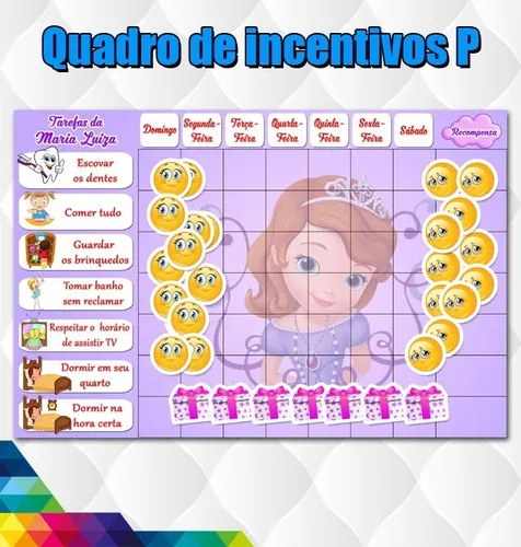 Quadro De Incentivos P Princesa Sofia Nanny Parcelamento Sem Juros