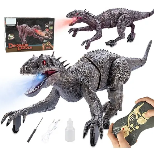 Dinossauro Controle Remoto Solta Fumaça Recarregável Raptor
