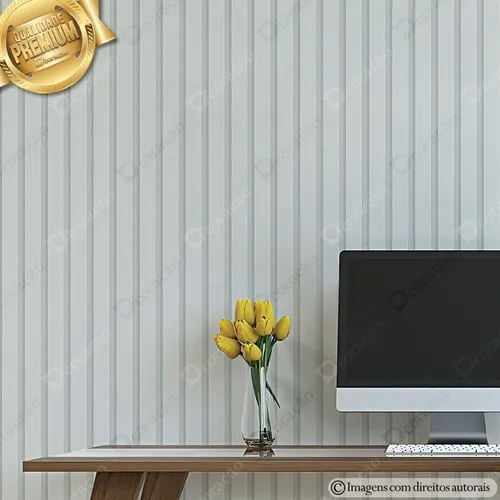 Papel De Parede Adesivo Efeito Laqueado Branco Ripas 5m Parcelamento