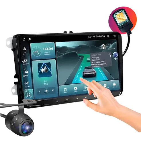 Multimídia Android Octa Core 4gb 64gb Chip 4g Qled Carplay Multimídia | Parcelamento sem juros