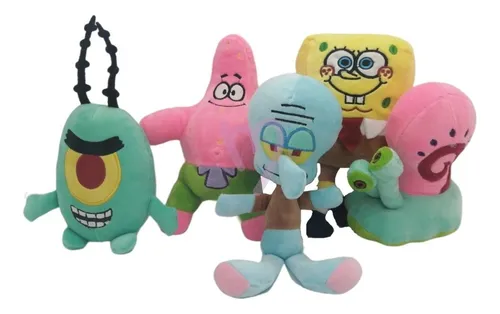 Peluches Bob Esponja Patricio Calamardo Gary Y Plancton 5 Pz Envío Gratis