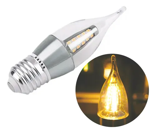 Kit 5 Lâmpada Vela Led 4w E27 E14 Branco Frio Quente Chama