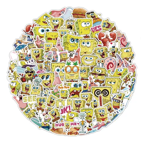 Stickers Sponge Bob 120 Calcomanías Pegatinas Impermeables Meses Sin