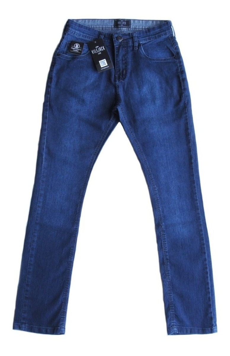Calça Jeans Vilejack Masculina Slim Fit Elastano Azul Frete Grátis