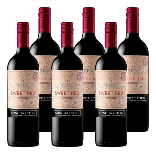 Kit Vinho Tinto Suave Chileno Reservado Sweet Red 750ml 6un | Frete grátis Kit Vinho Tinto Suave Chileno Reservado Sweet Red 750ml 6un | Frete grátis