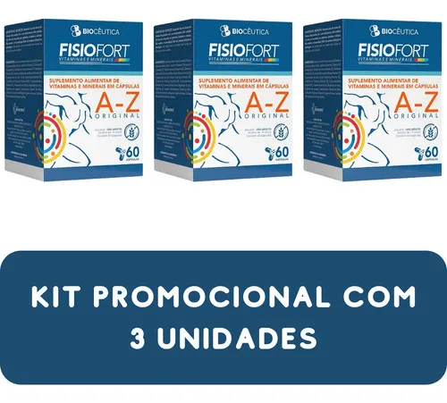 Kit 3 Suplemento Alimentar A Z Fisiofort Biocêutica 60 Cap Sabor Sem
