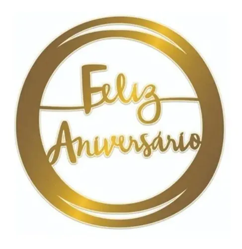 Topo De Bolo Feliz Aniversário Metálico Dourado à Venda Em São Paulo