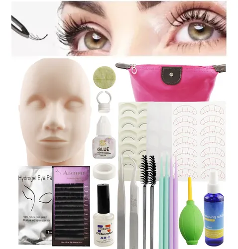 Kit De Extensión De Pestañas Con Cabeza De Maniquí 18 Piezas Envío Gratis