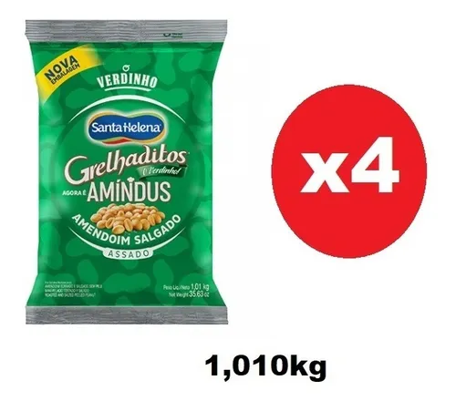 Kit 4 Pacotes Amendoim Salgado Grelhaditos S/pele 1,01kg | Parcelamento ... Kit 4 Pacotes Amendoim Salgado Grelhaditos S/pele 1,01kg | Parcelamento ...