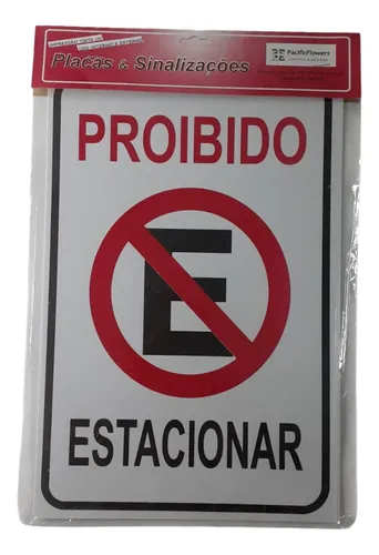 Placa Proibido Estacionar 30x20cm Sinalização Plástica Branco ...