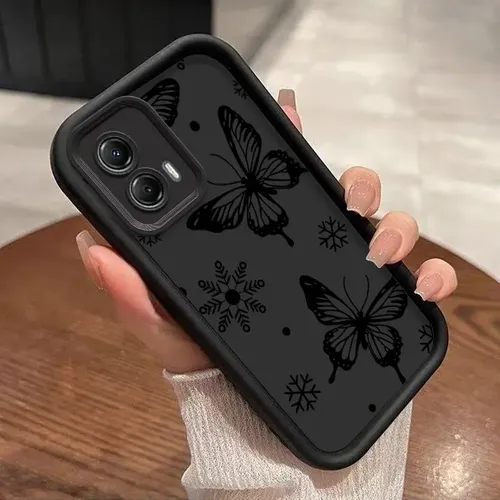 Funda Para Moto Edge 50 Fusion, Negro Con Mariposas, Casual, Cómoda ...