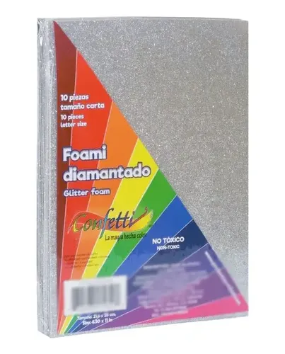 Foami Diamantado Paquete C/10 Piezas T/carta V Colores Foamy Color ...