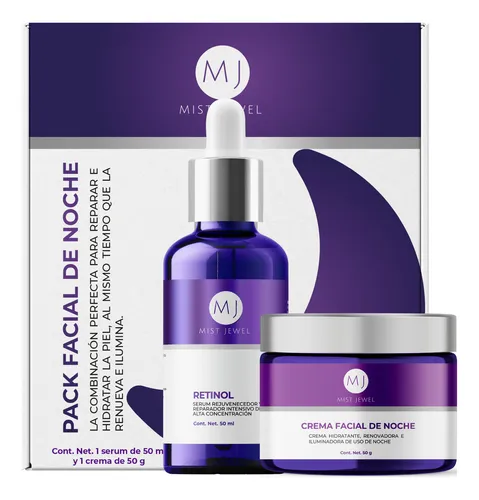 Pack Facial De Noche Con Serum Retinol 50ml Y Crema Nocturna 50g Para