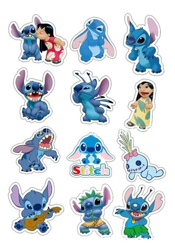 Genial Set De 12 Stickers Stitch Super Kawaii | Meses sin interés