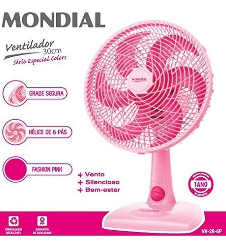 Ventilador De Mesa 30cm Mondial 6 Pás 3 Velocidades Rosa Parcelamento