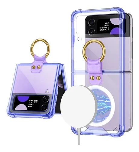 Capa Magnética Sem Fio Para Galaxy Z Flip 4 3 Cores Roxa Para Z Flip 4