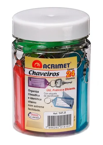 Chaveiro Com Etiqueta De Identificação Pote Com 24 Unidades ... Chaveiro Com Etiqueta De Identificação Pote Com 24 Unidades ...