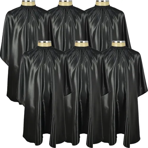 Kit Com 6 Capa De Corte Cabelo Barbeiro Cetim Preto Kit Com 6 Capa De Corte Cabelo Barbeiro Cetim Preto