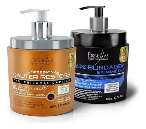 Kit Forever Liss Cauter Restore Blindagem Capilar 500g Frete Grátis