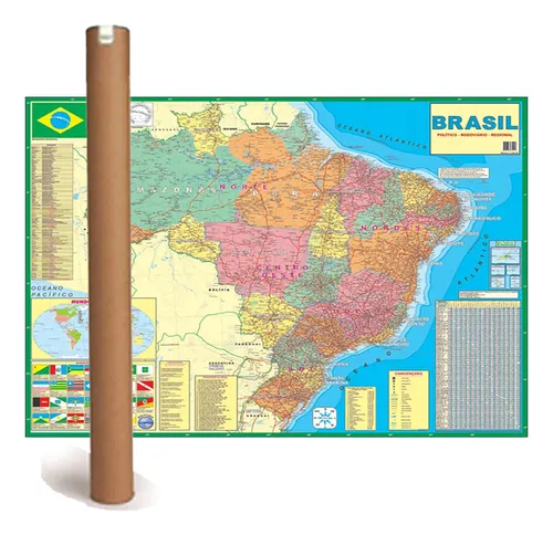 Mapa Brasil Grande Politico Rodovia 120x90 Cm Enrolado Atual