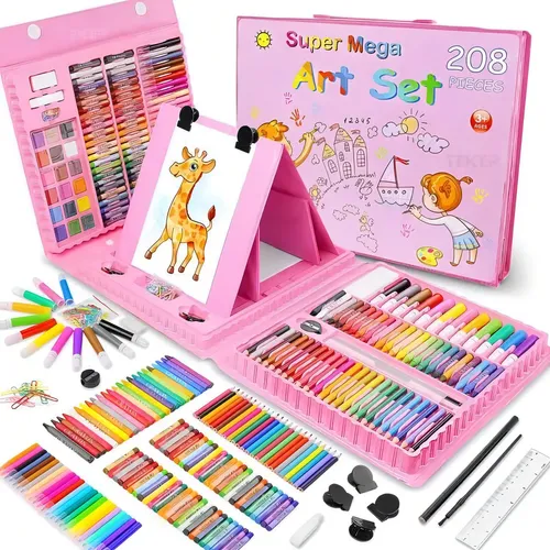 Set De Arte Kit De Dibujo Lápices Marcadores 208pcs Trazo Embalaje Rosa ...