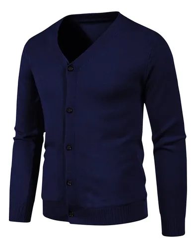 Suéter Para Hombre De Color Sólido Con Bolsillos Y Botones 3 | MercadoLibre