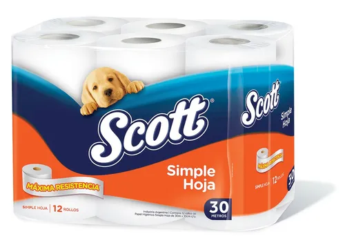 Papel Higiénico Scott Simple Hoja 30 M De 12 U Mercadolibre