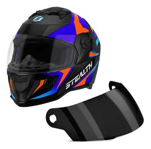Capacete Fechado Integral Stealth Com Viseira Cristal + Fumê | Frete grátis Capacete Fechado Integral Stealth Com Viseira Cristal + Fumê | Frete grátis