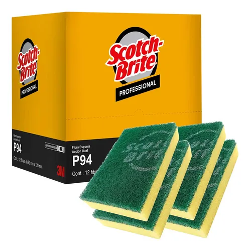 Fibra Verde Con Esponja 3m Scotch-brite P94 Caja 12pzs | Meses sin interés
