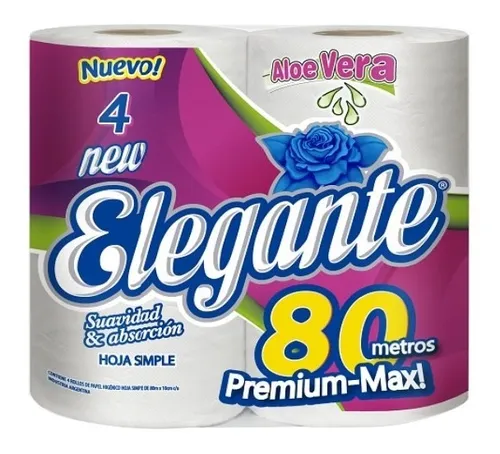 Papel Higiénico Premium Max Elegante Aloe Vera 80 Metros Maf Mercadolibre