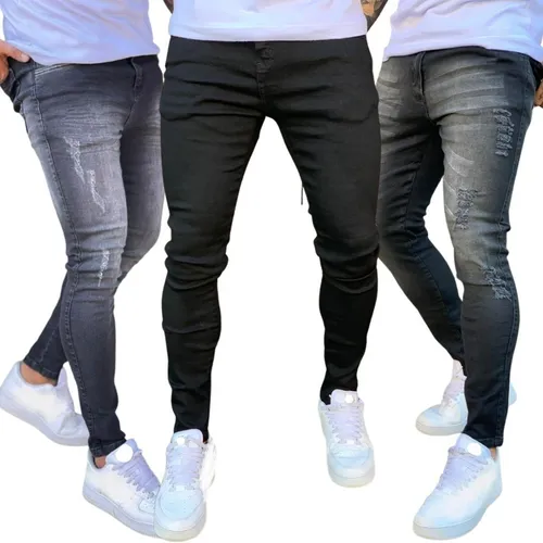 Kit 3 Calças Jeans Masculina Com Lycra Direto Da Fábrica Parcelamento