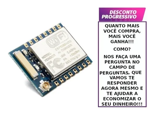 Modulo Esp07 Esp8266 Wifi Wireless B/g/n, Arduíno | Parcelamento sem juros Modulo Esp07 Esp8266 Wifi Wireless B/g/n, Arduíno | Parcelamento sem juros
