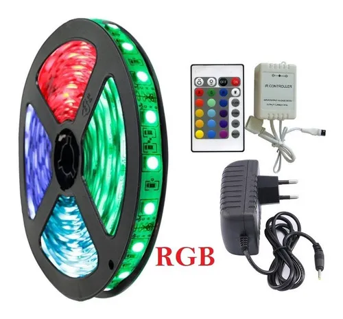 Tira De Led Rgb 5050 Rollo De 5 M 300 Led Ip65 Control Fuente