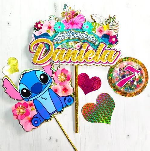 Topper Para Tortas Minitoppers Lilo Y Stitch Personalizados Mercadolibre
