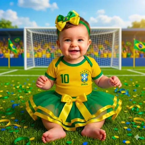 Body Bebê Brasil Copa Do Mundo Seleção Brasileira Kit 3 Peça ...