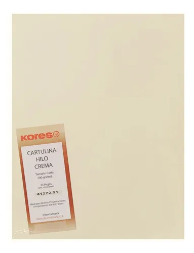 Cartulina Color Crema De Hilo 25 Hojas 200 Grs Marca Kores | MercadoLibre