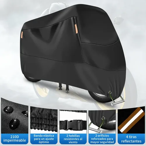 Funda Impermeable Protección Solar Para Moto Grueso 210d Negro ...