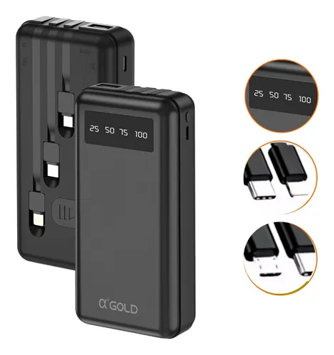 A'Gold Power Bank 20000mah Portatil Universal Turbo Carregador + Cor ...