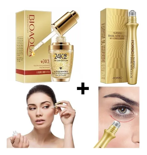 Kit Bioaqua 24k Gold Colageno Acido Hialuronico Ojeras