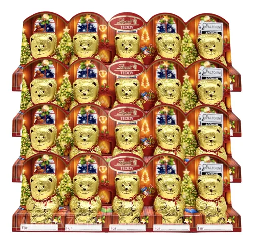 Kit 20 Lindt Mini Teddy Natal Chocolate Ao Leite 10g X 20 | Frete grátis