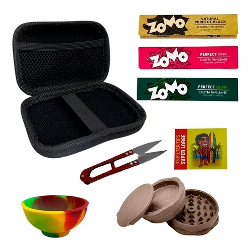 Kit Case Bag Estojo Seda Dichavador Cuia Tesoura Piteira Kit Case Bag Estojo Seda Dichavador Cuia Tesoura Piteira